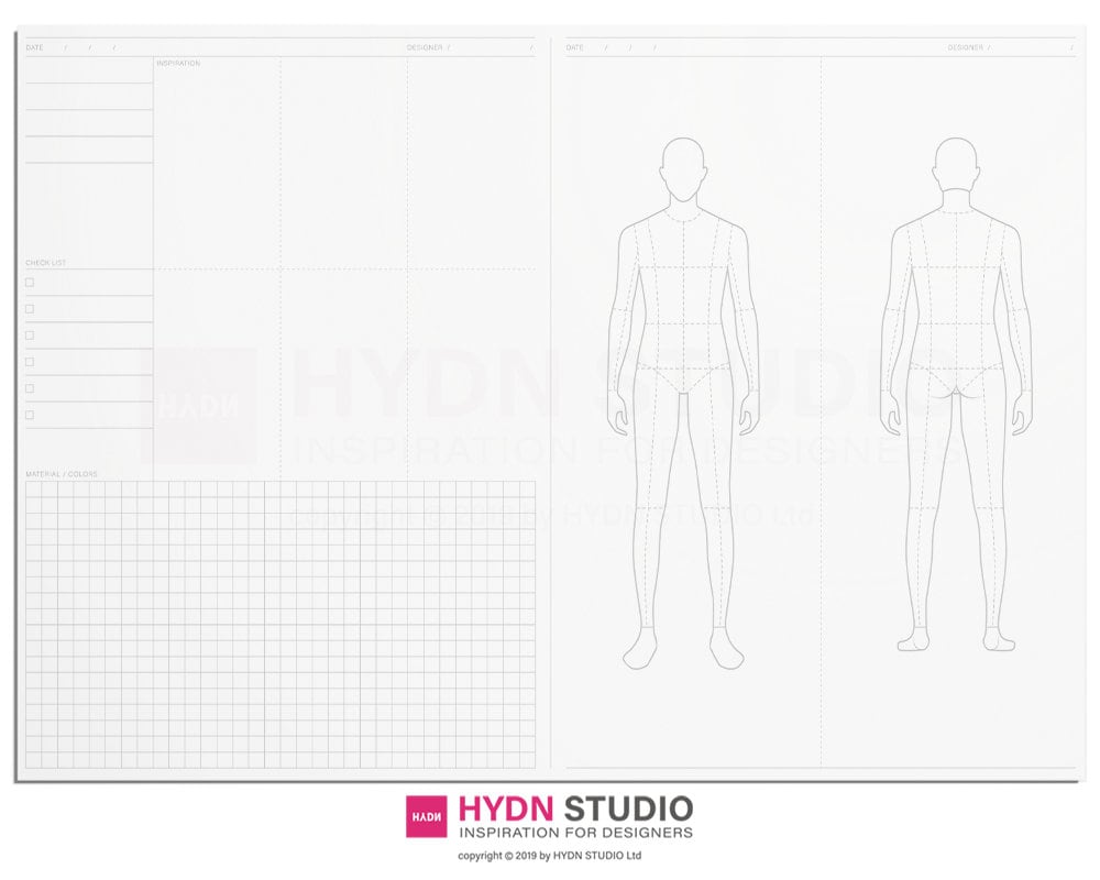 Fashion Sketchbook- Printable PDF / Fashion Design Notebook (2style ...
