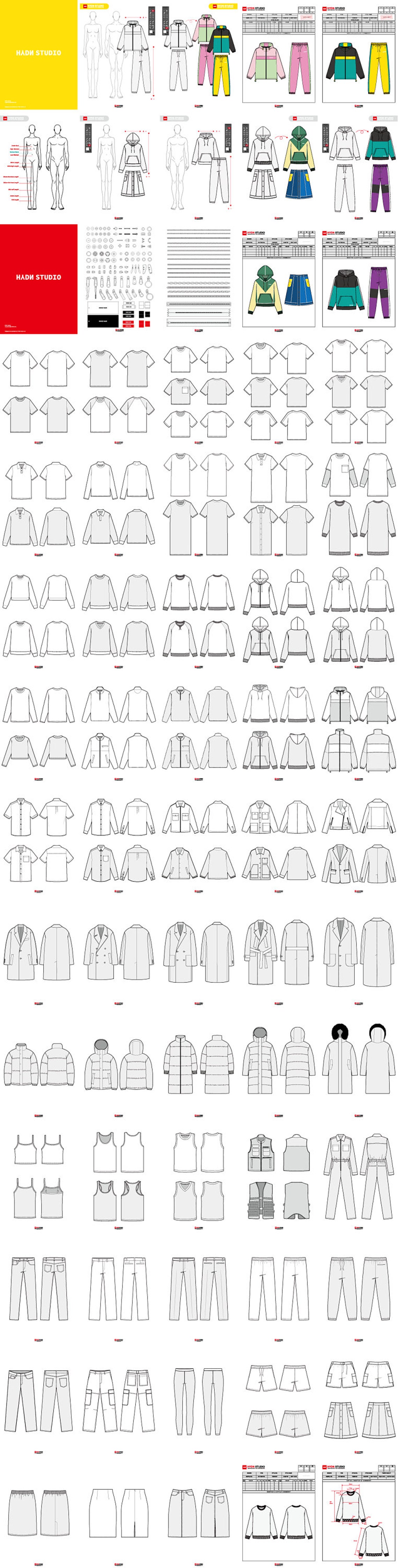 70-page Vector Fashion Flats Design Pack for Apparel Designers - Etsy