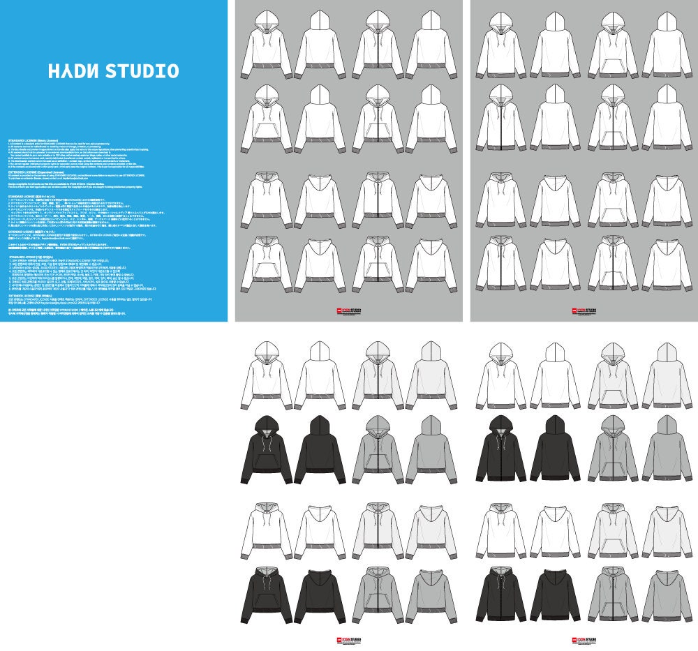 Hoodie Flat Sketch Design Set, Fashion Flats, Fashion Design Template ...