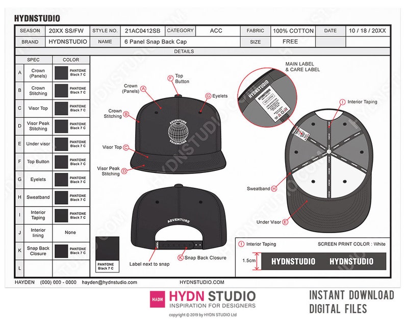 Vector Snapback Tech Pack - Create Your Own Custom Snapback Design - Etsy
