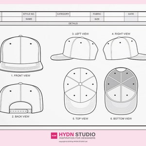 Snapback Tech Pack / TechPack template / Technical Drawings / | Etsy