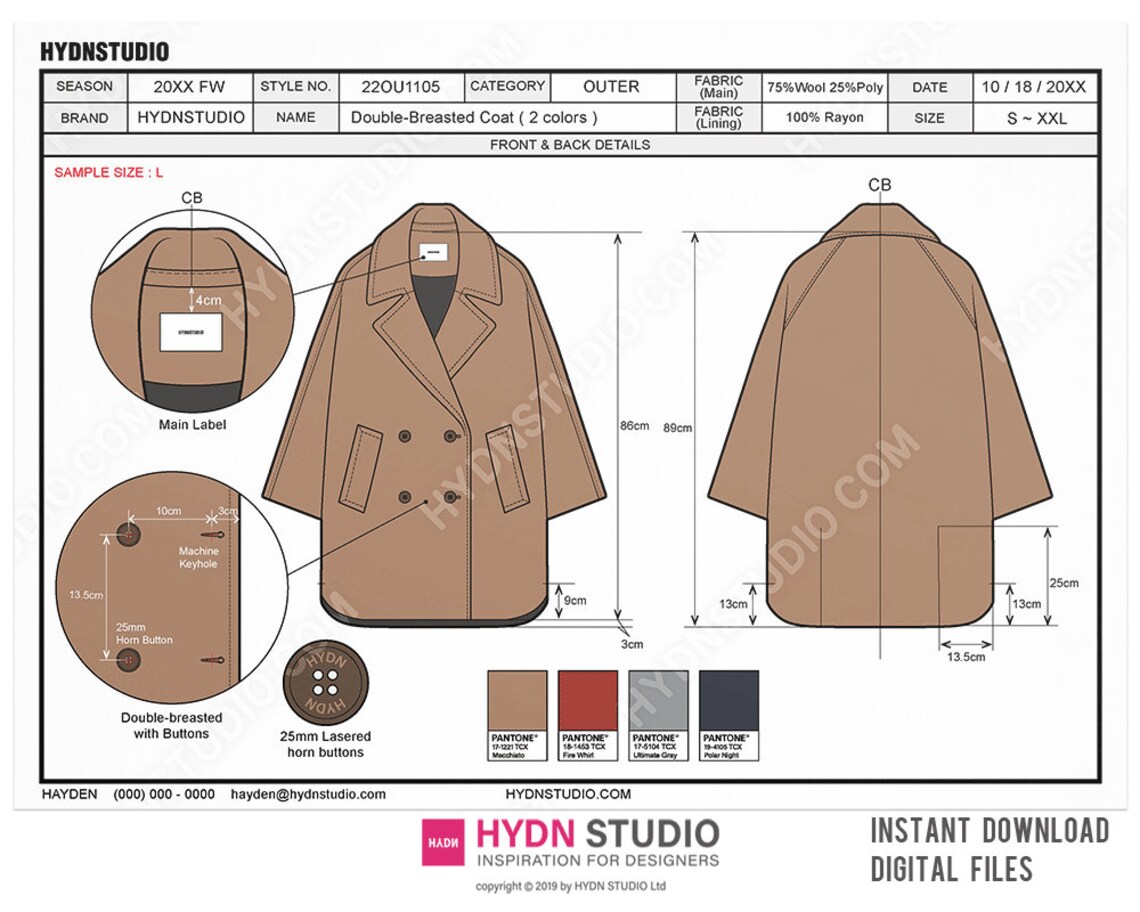 Vector Complete Coat Outer Design Techpack Template - Etsy