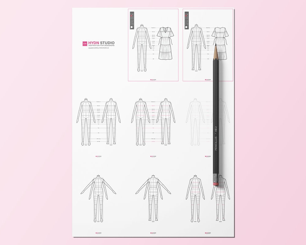 Fashion Flats Body Templates for Design | 9 Pages, 6 Unique Styles ...