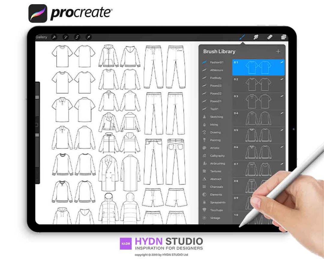 Fashion Flat Sketch Set 01 Procreate Stamp Brushes for Fashion Design ...