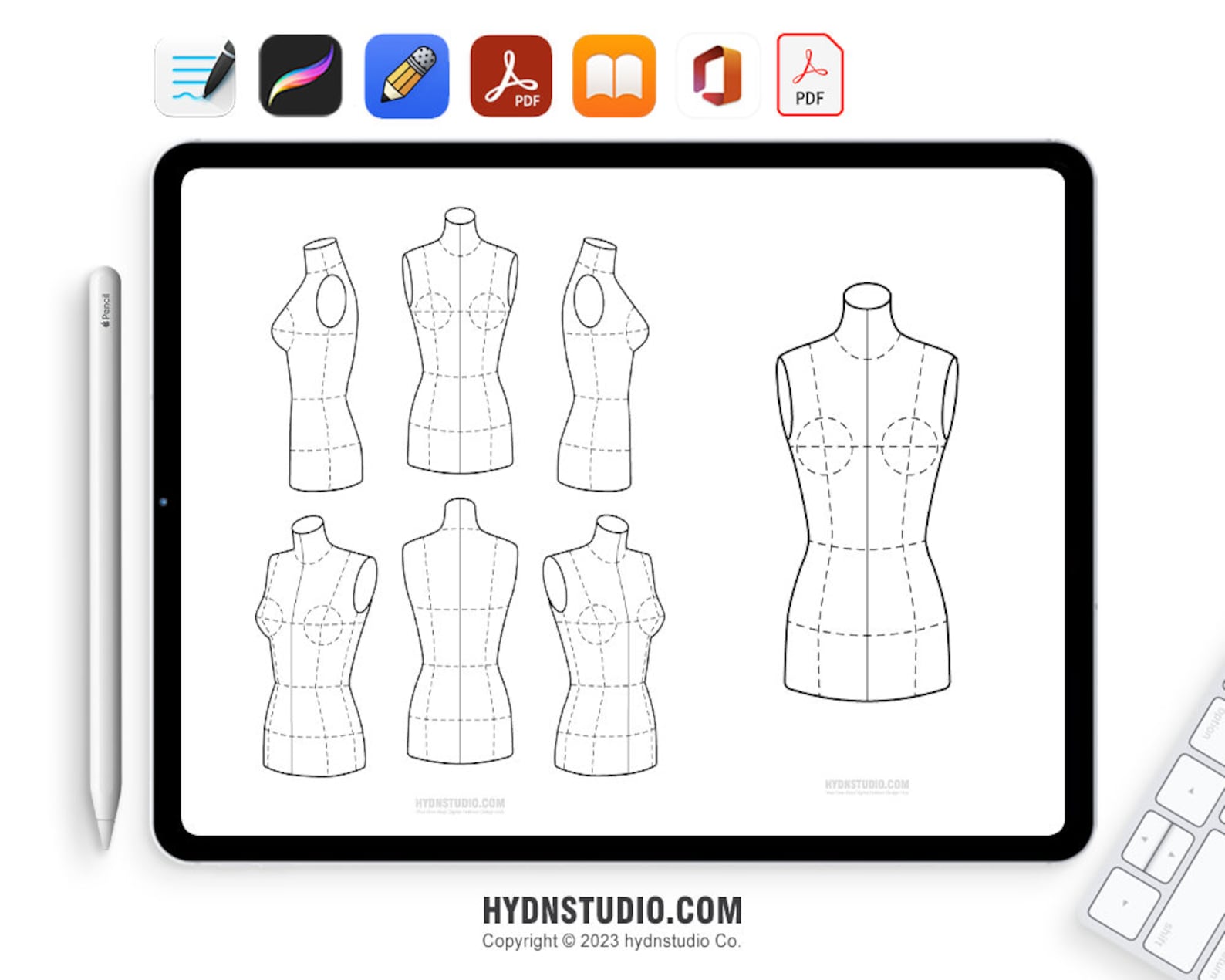 Women's Fashion Design Vector Mannequin Template | A4 Printable High ...