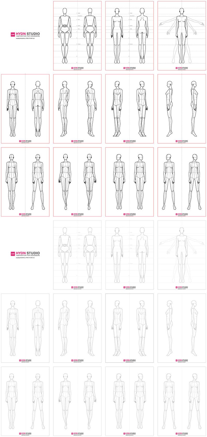 Fashion Figure Template Part 01 (9 Heads/women) | Croquis & Design Body ...