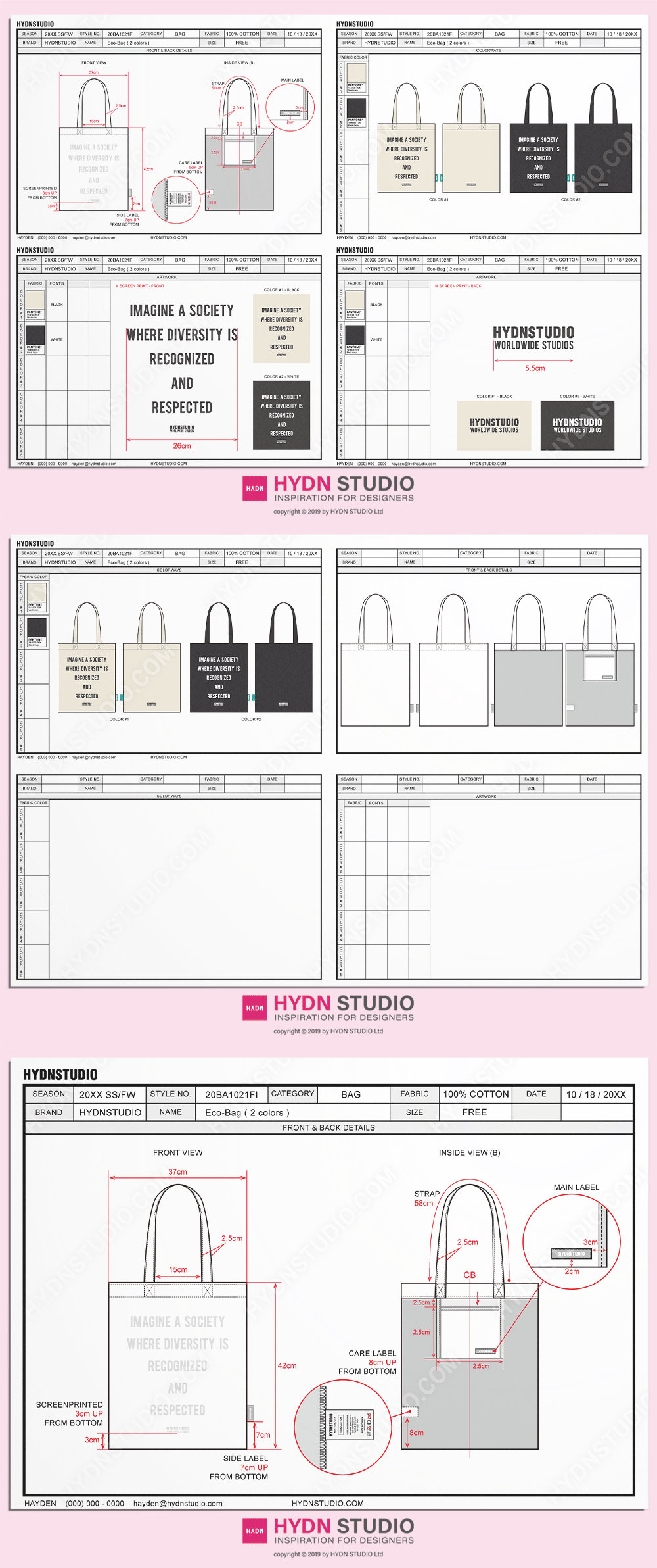 Eco-bag (tote Bag) Tech Pack / Techpack Template / Technical Drawings ...