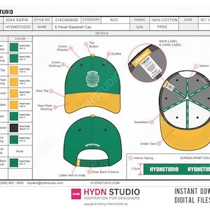 Stylish Vector Baseball Cap Tech Pack With Flat Sketch Design - Etsy