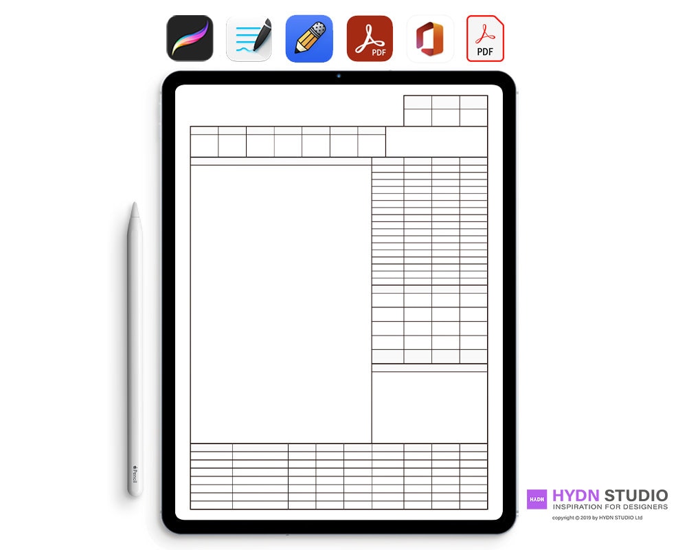 Tech Pack Design Template English 05 (PDF) / Procreate, Goodnotes ...