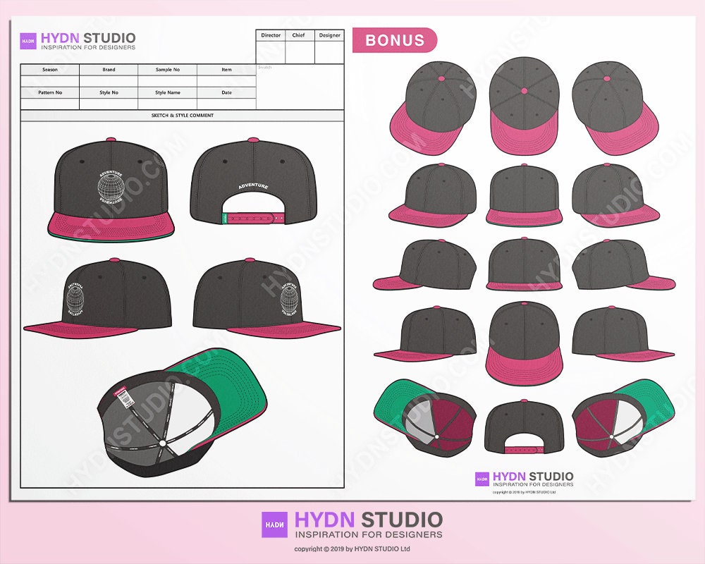 Vector Apparel Snapback Cap Design Templates Pack - Etsy