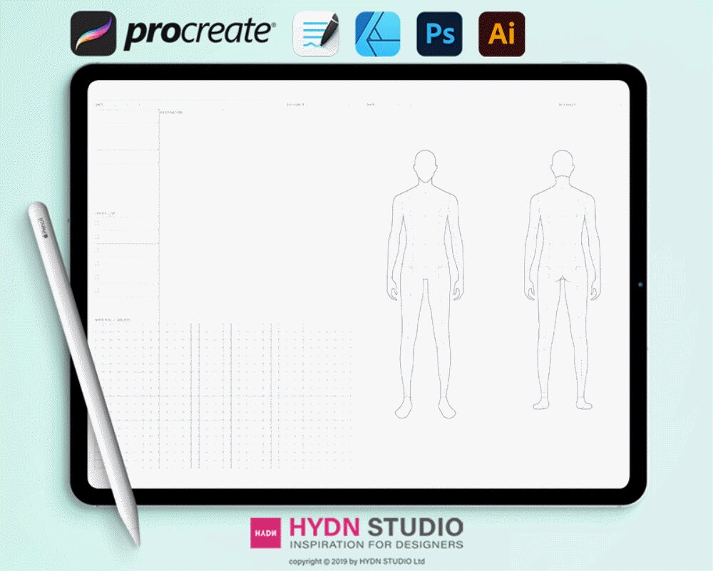 Fashion Sketchbook- Printable PDF / Fashion Design Notebook (2style ...