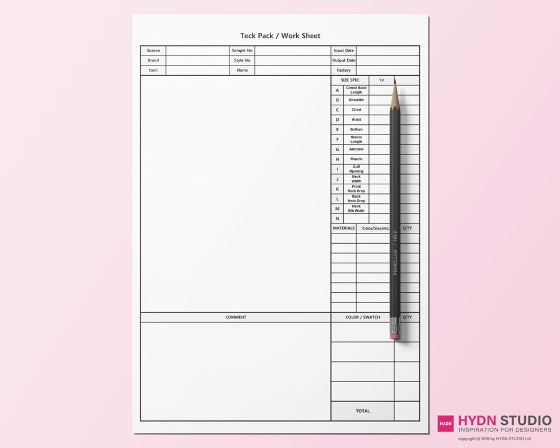 Tech Pack Template english A4 Size 08 / Technical Drawings / Fashion ...