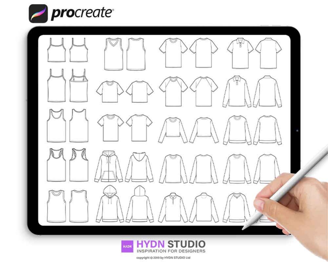 TOP Fashion Flat Sketches 01 Procreate Stamp Brushes - Etsy