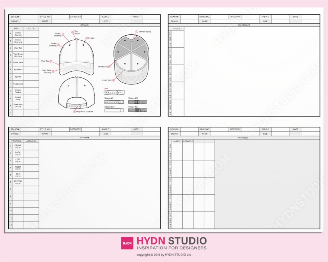 Stylish Vector Baseball Cap Tech Pack With Flat Sketch Design - Etsy