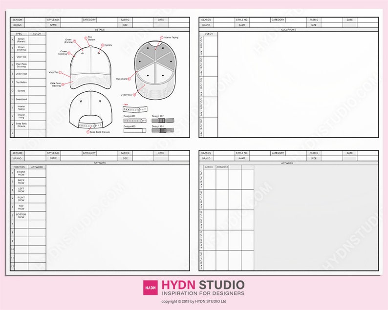 Stylish Vector Baseball Cap Tech Pack With Flat Sketch Design - Etsy