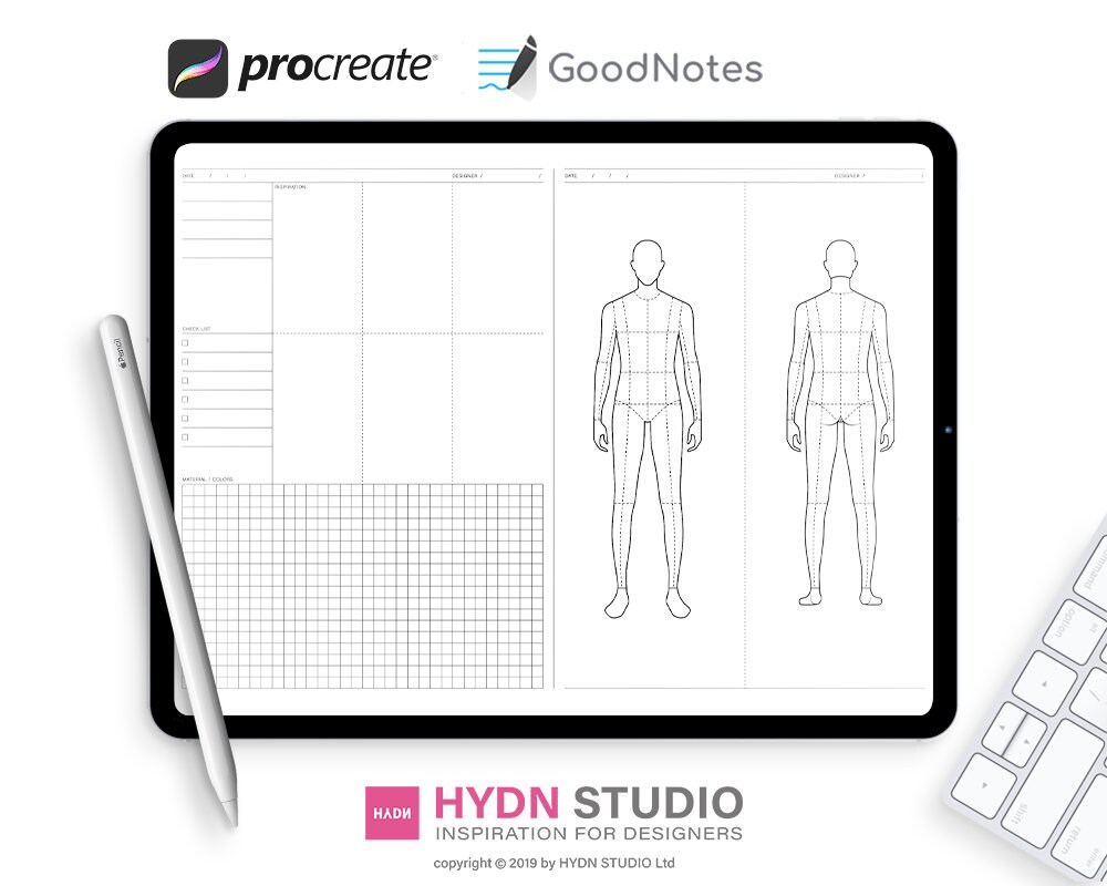 Fashion Sketchbook Printable PDF / Fashion Design Notebook 2style Mens ...