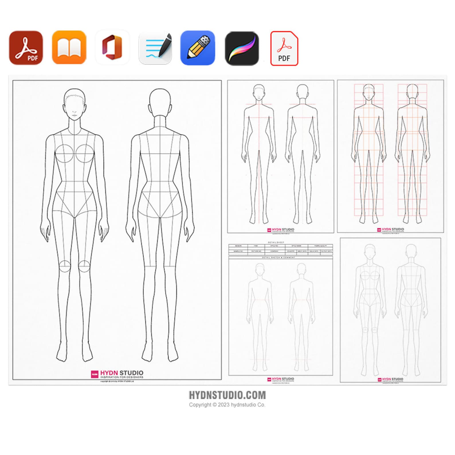 Women's Fashion Body Figure Template (8 Heads) | Croquis & Drawing - Etsy