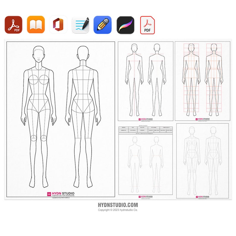 Women's Fashion Body Figure Template (8 Heads) | Croquis & Drawing - Etsy