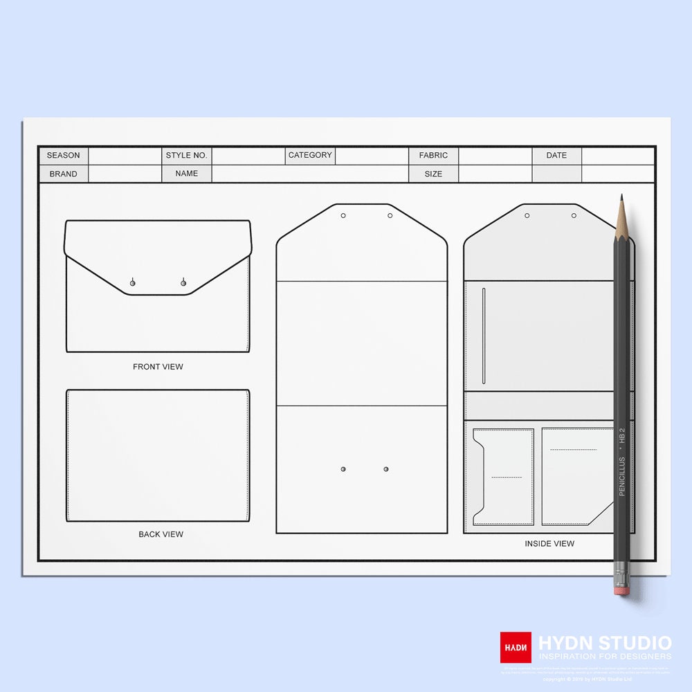 Clutch Bag Tech Pack / TechPack template / Technical Drawings | Etsy
