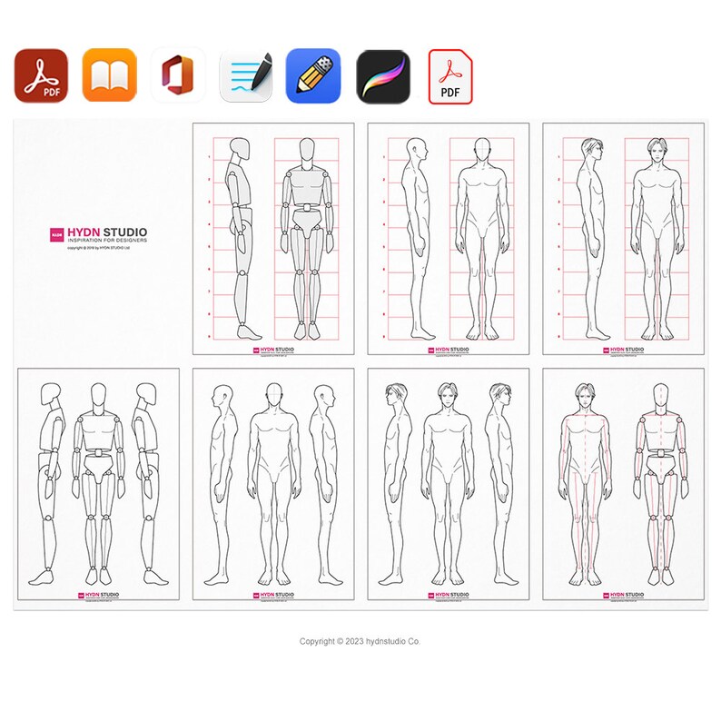 Men's Fashion Illustration Templates | Body Figure Sketches for Apparel ...