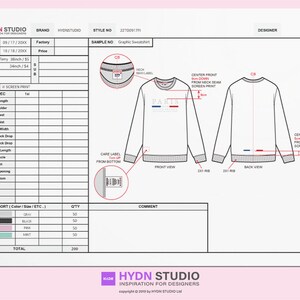 Tech Pack Template english A4 Size 04 / Technical Drawings / - Etsy