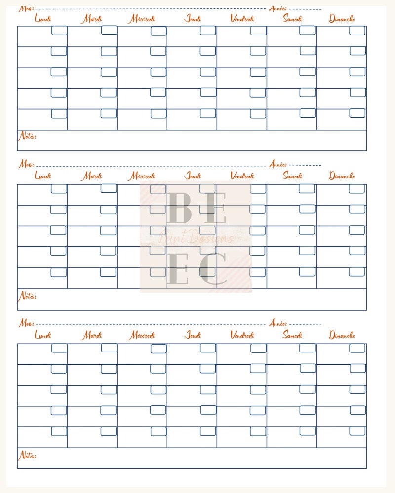 3 Month Calendar - Printable Planner Sheets, A4 Letter Size, Ideal 3 ...