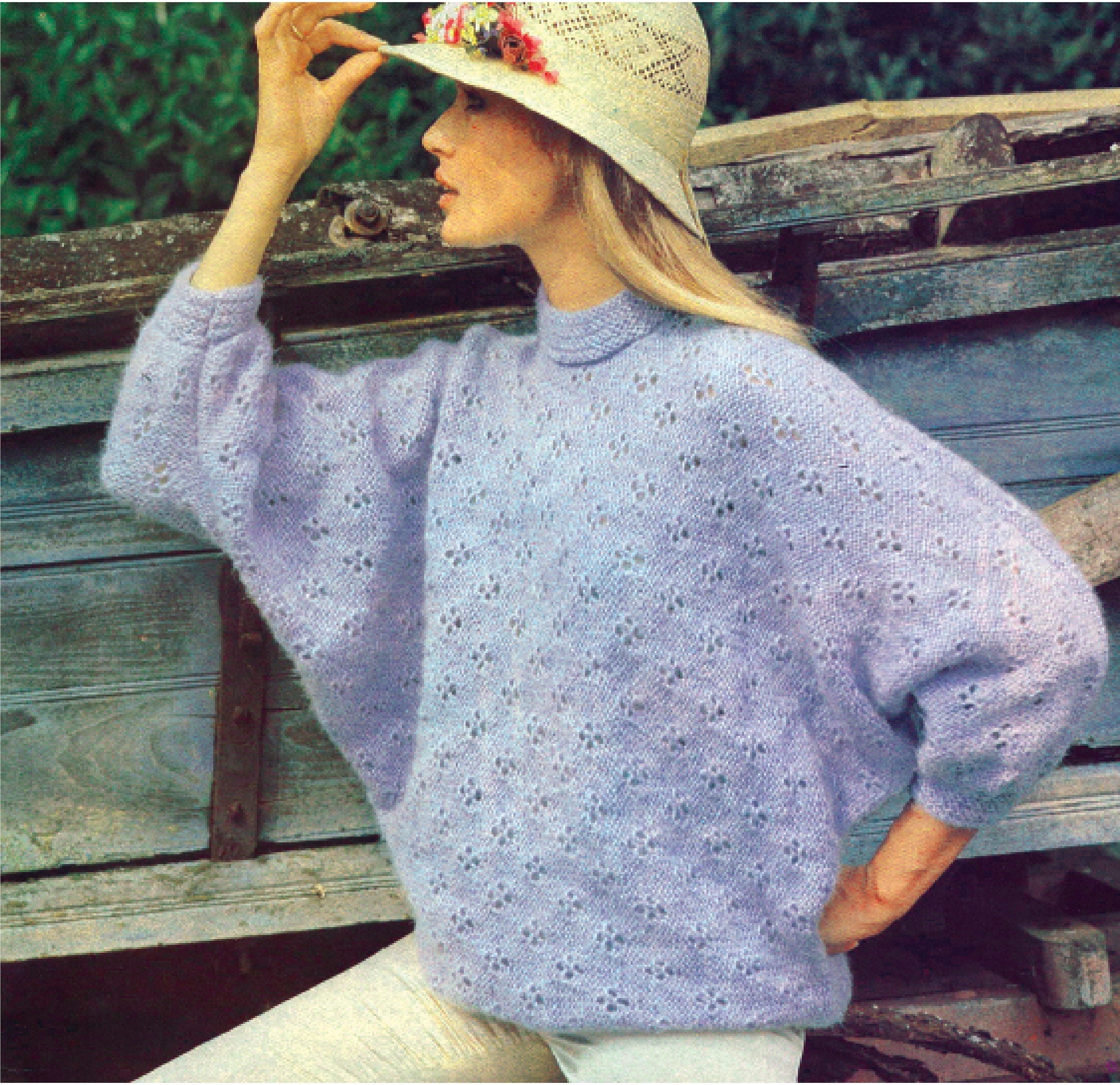 Batwing Knit Sweater Pattern PDF 1980s Vintage | Etsy