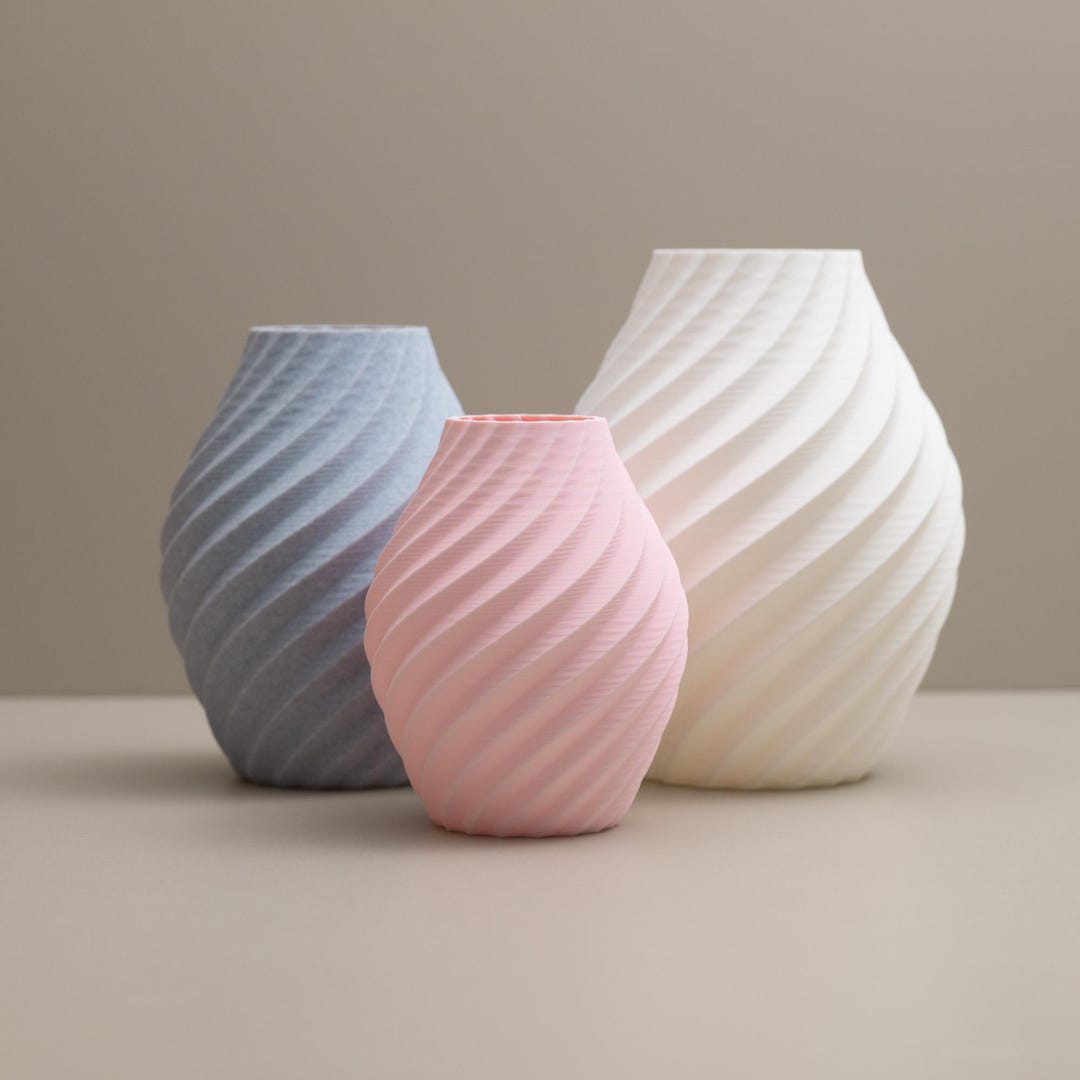 Pink Swirl Vase Set: Pink Ornaments for Living Room, Shelf Display ...