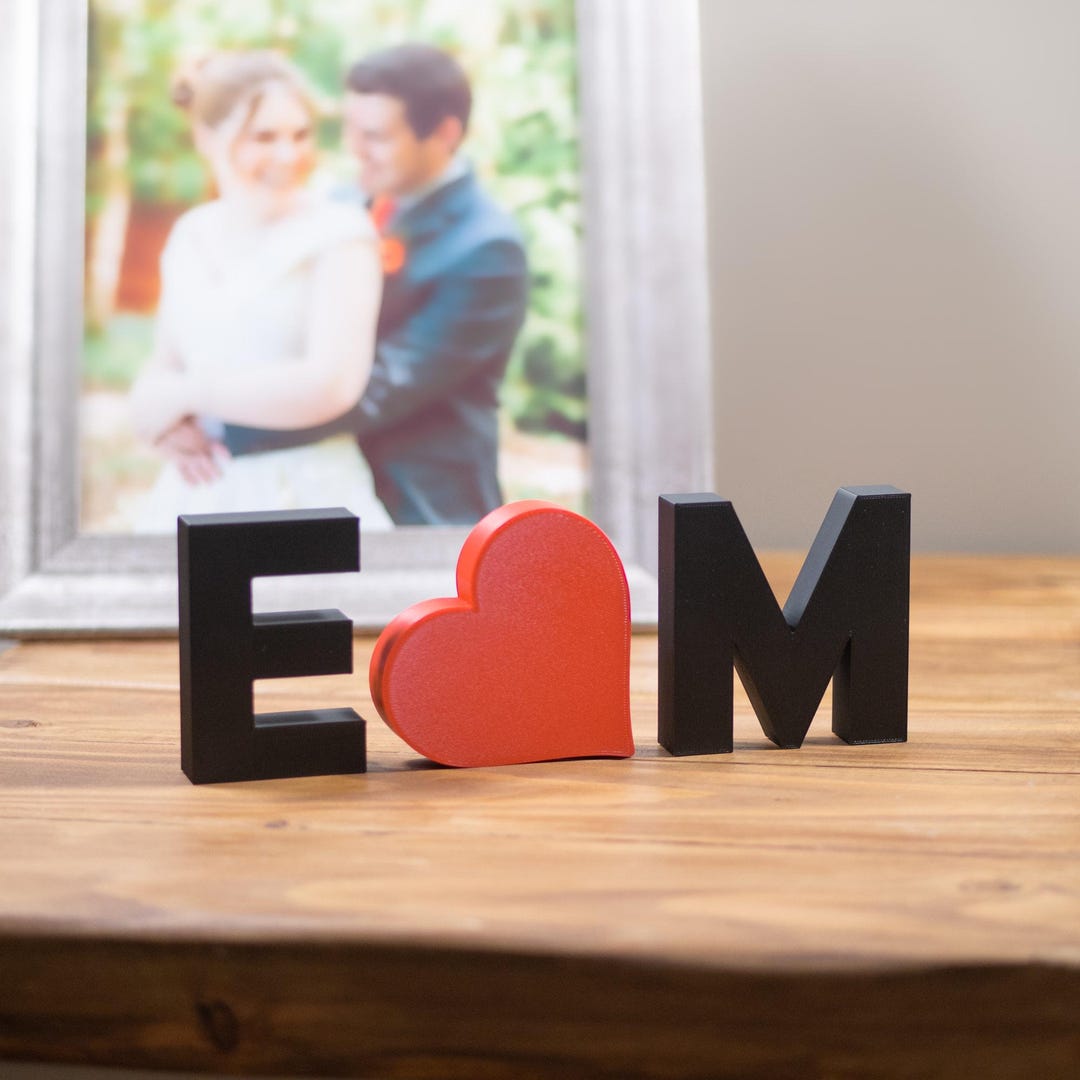 Personalised Initials With Red Love Heart: Gift for Loved One, Custom ...