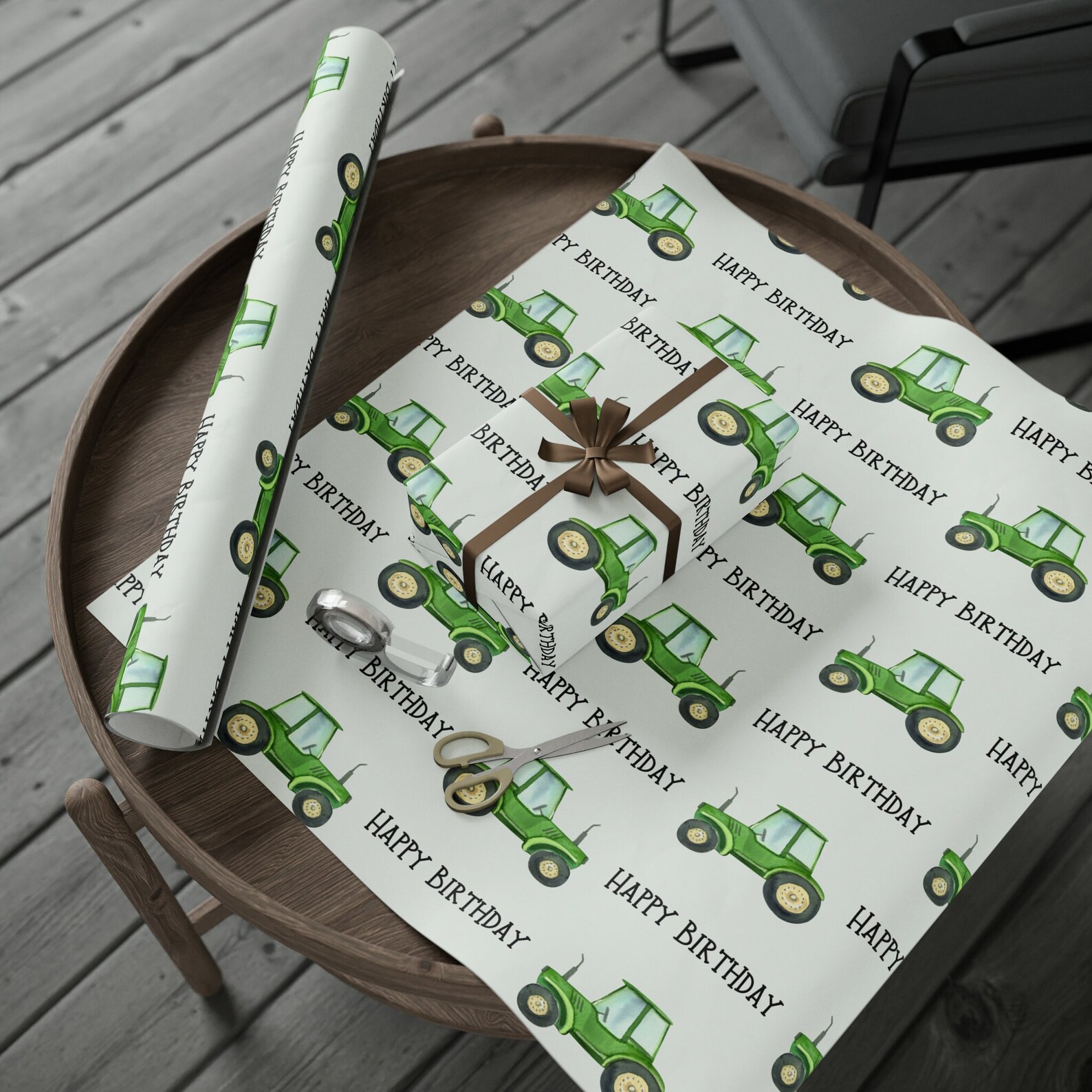 Happy Birthday Wrapping Paper Tractor Kids Birthday Wrapping Paper ...