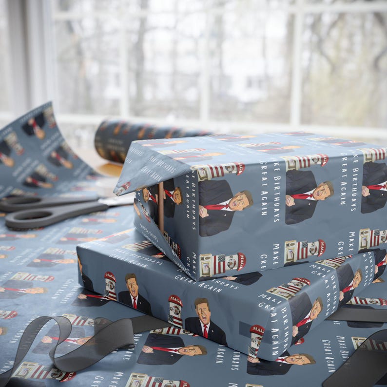 Trump Wrapping Paper Happy Birthday Trump Gift Wrap Trump 2024 Custom ...