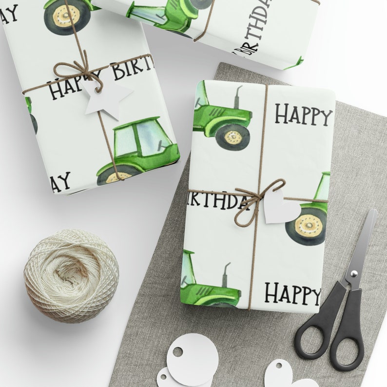 Happy Birthday Wrapping Paper Tractor Kids Birthday Wrapping Paper ...