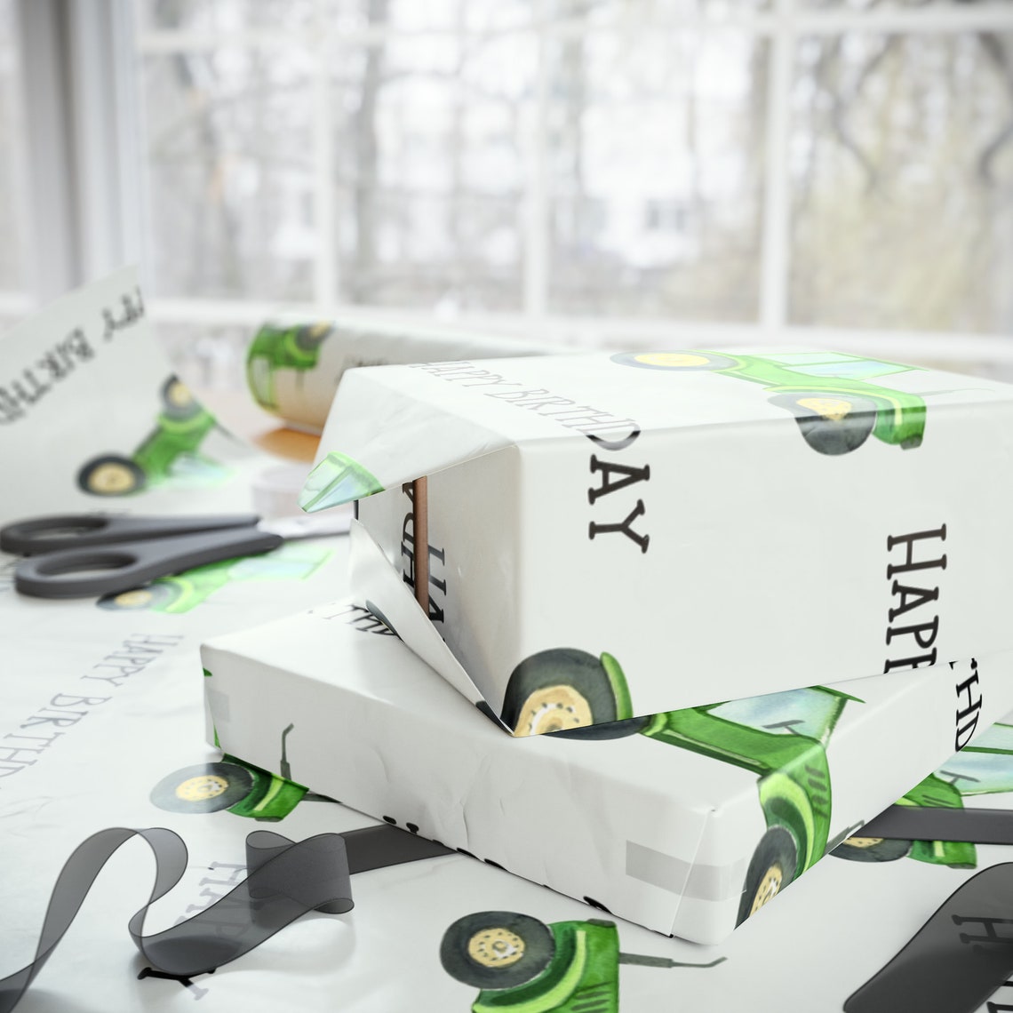 Happy Birthday Wrapping Paper Tractor Kids Birthday Wrapping Paper ...