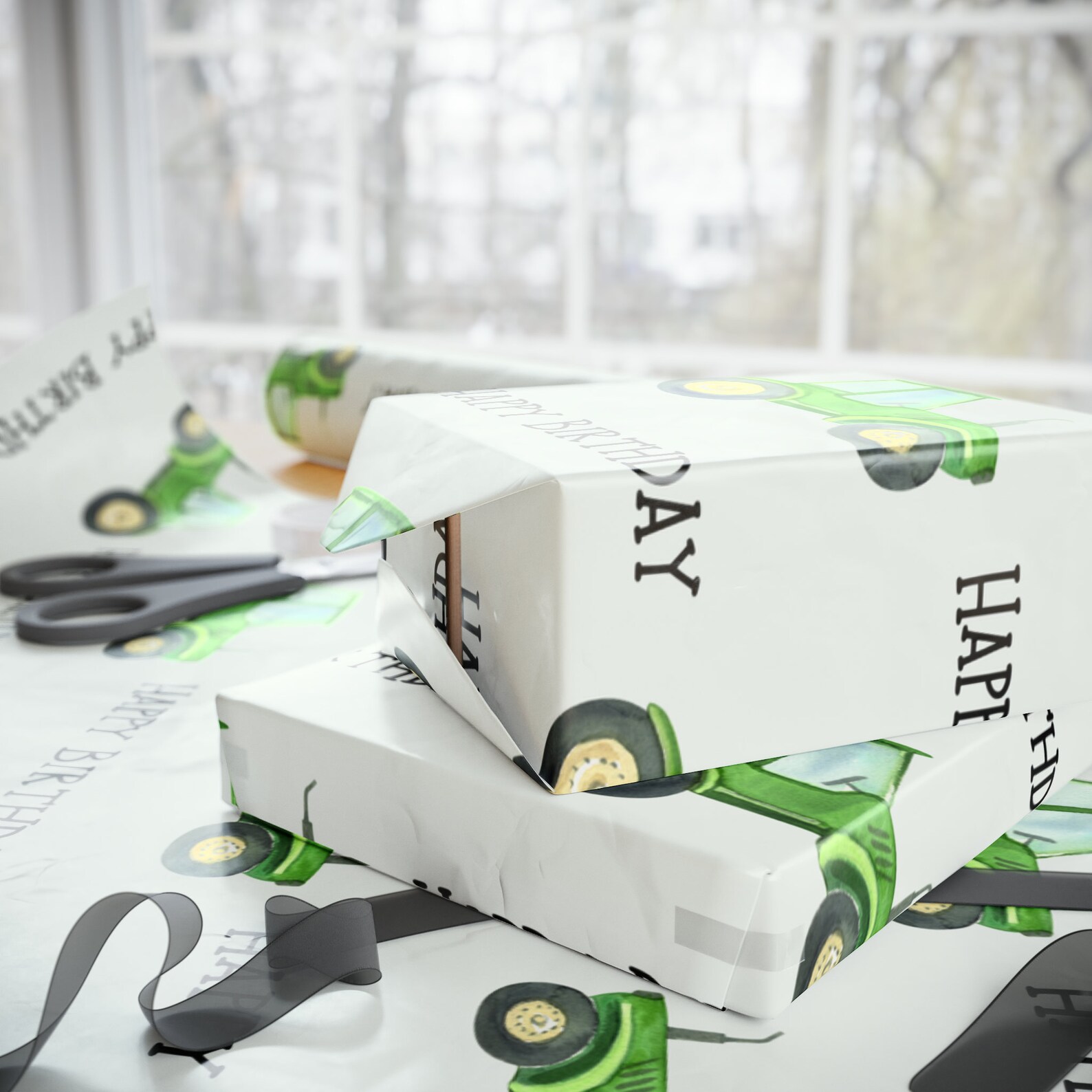 Happy Birthday Wrapping Paper Tractor Kids Birthday Wrapping Paper ...
