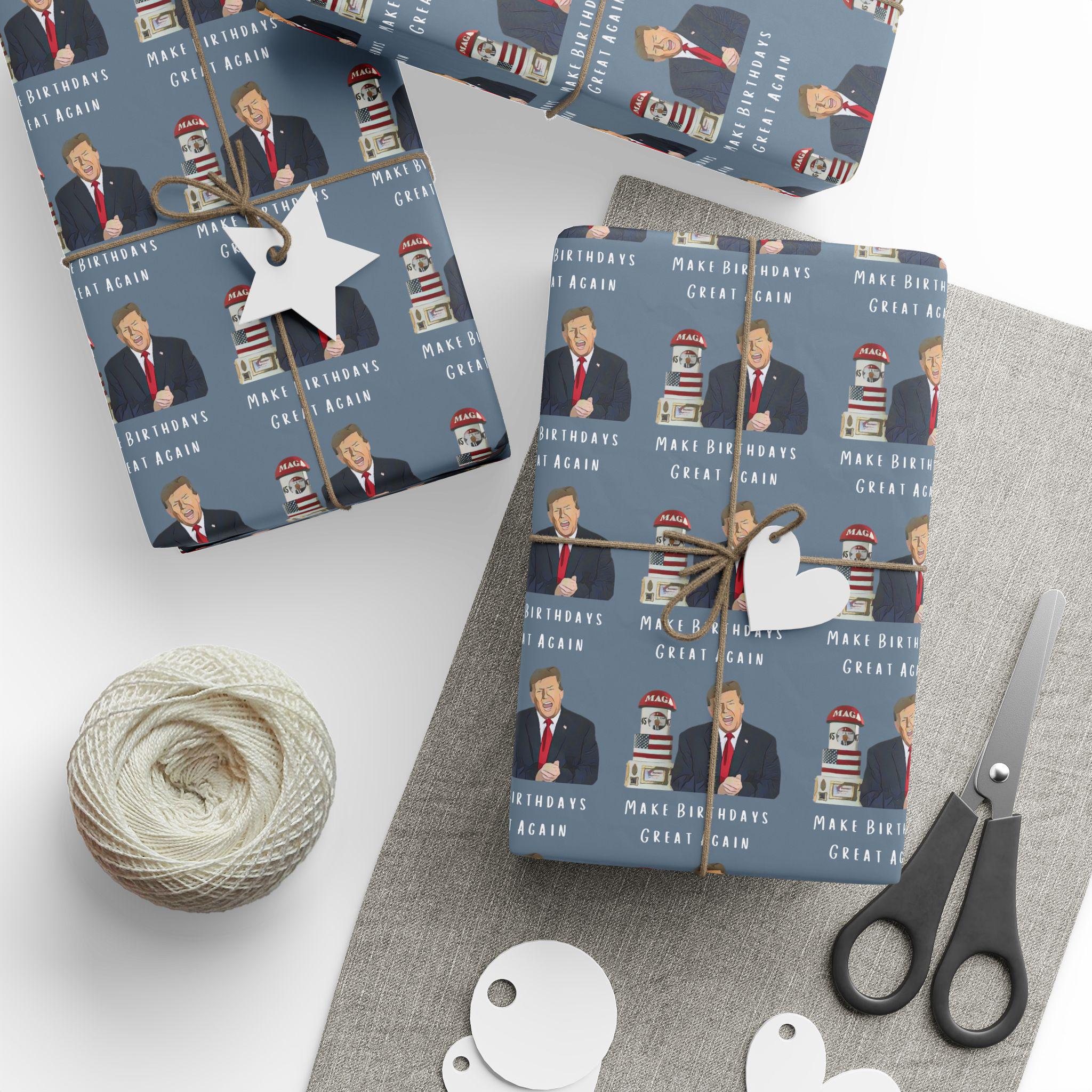 Trump Wrapping Paper Happy Birthday Trump Gift Wrap Trump 2024 Custom ...