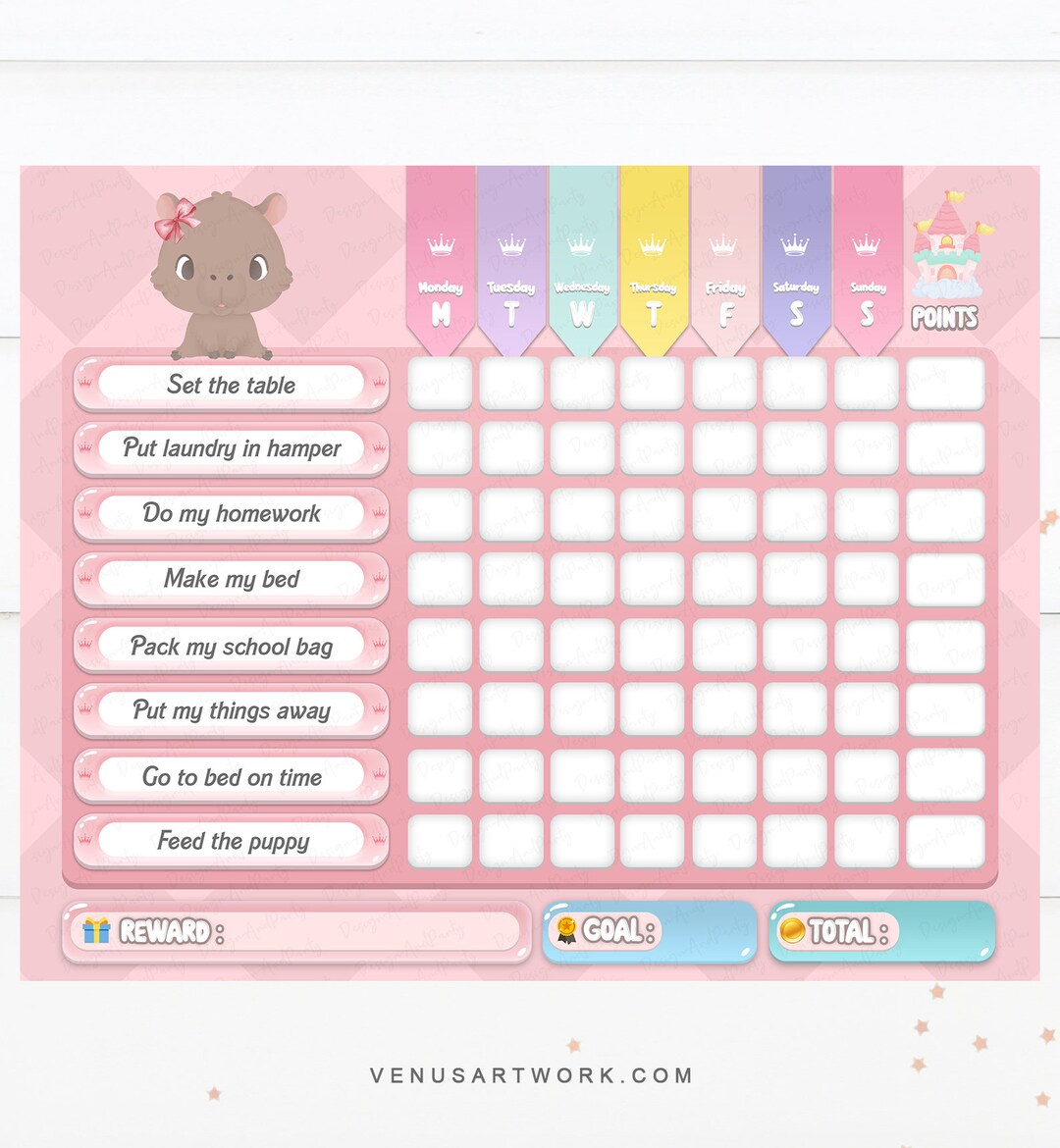 EDITABLE Capybara Reward Chart Animal Behavior Chart - Etsy UK