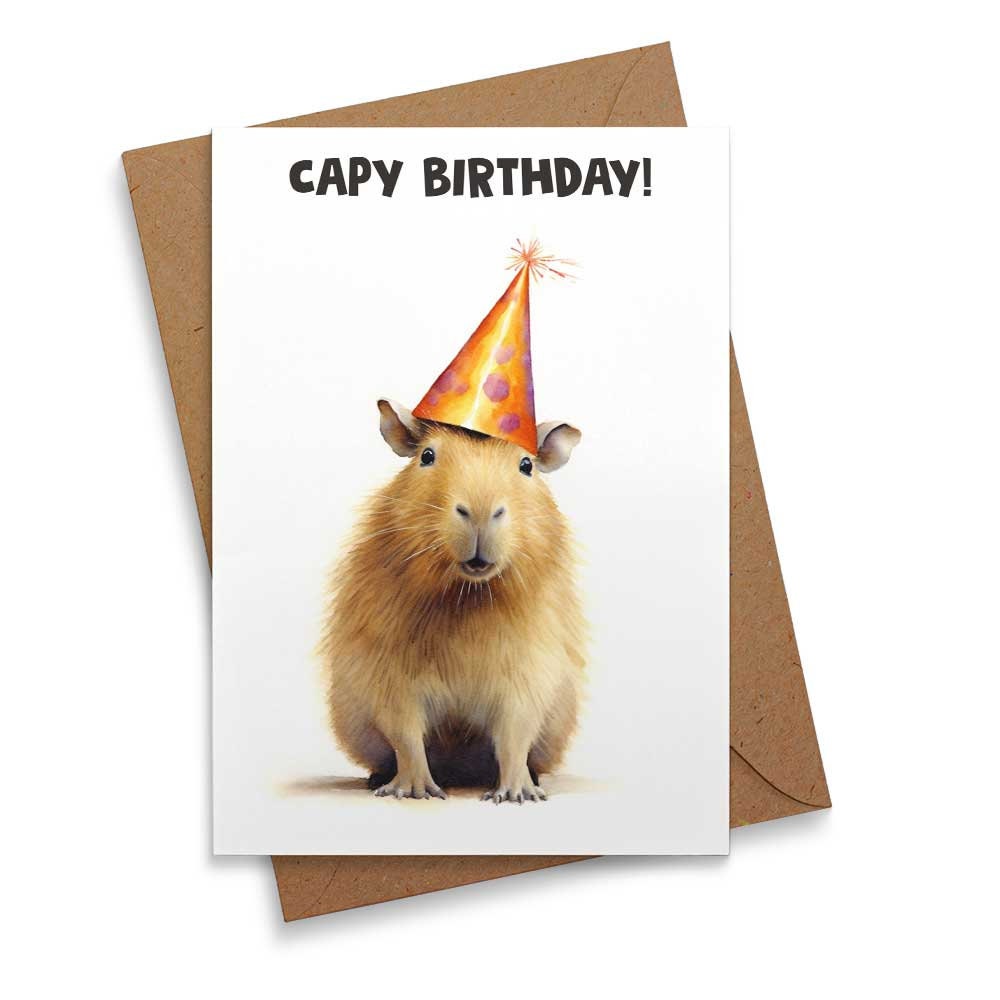 DIGITAL DOWNLOAD Capybara Happy Birthday Card | Birthday Card | | Punny ...