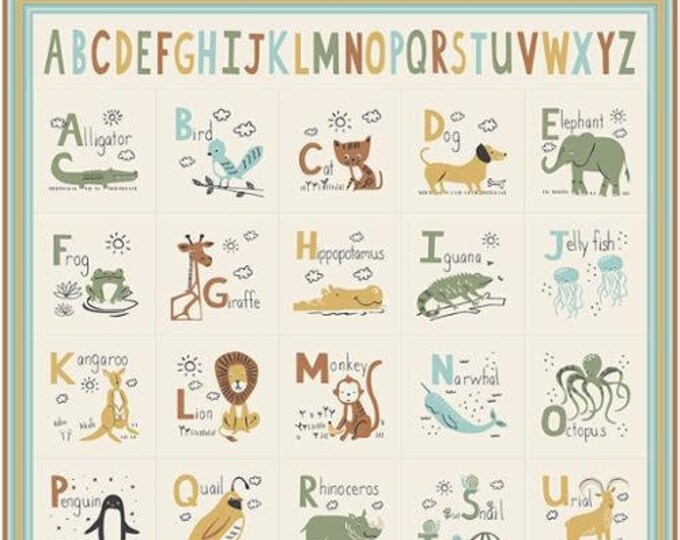 Sale ABC XYZ Fabric Panel. 36 X 44 ABC Panel Animals by Stacy Iest Hsu ...