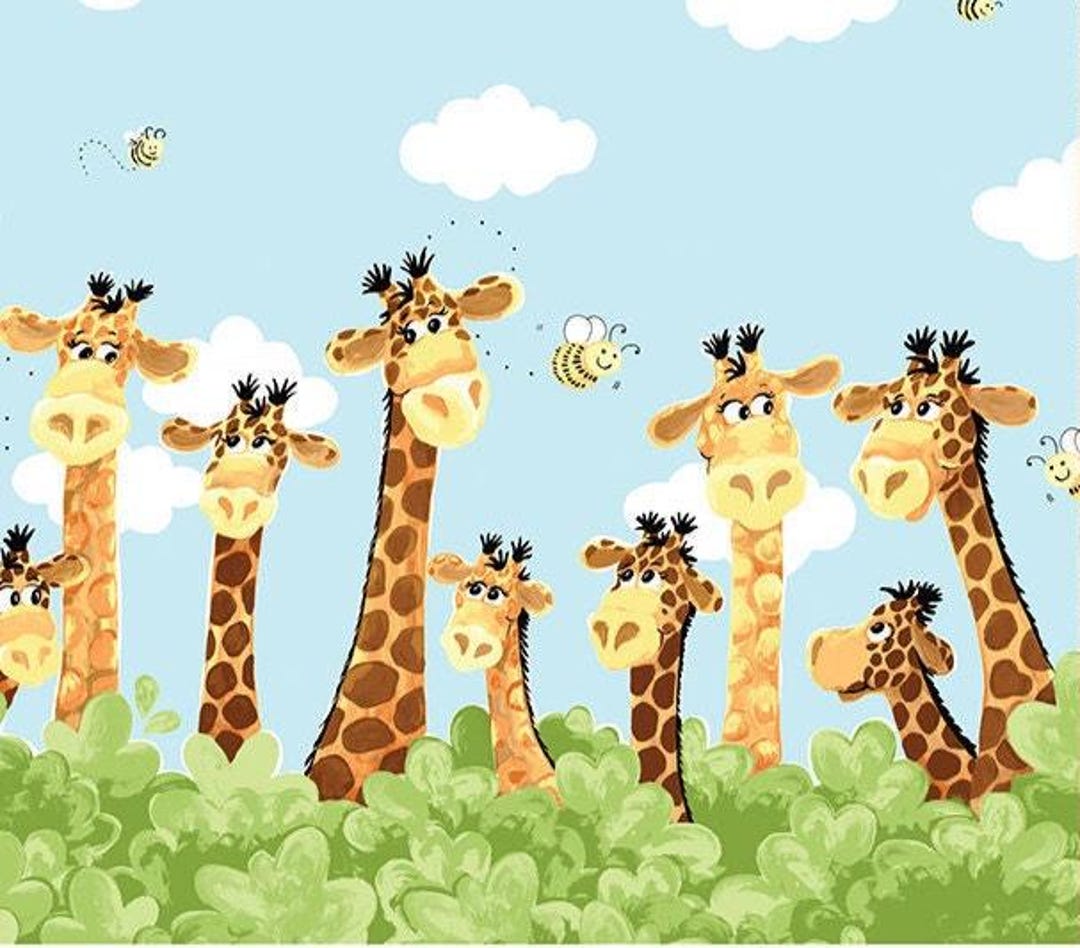 ZOE Giraffe Border Fabric, Bumble Bees, Quilting Material (2 Yard End ...