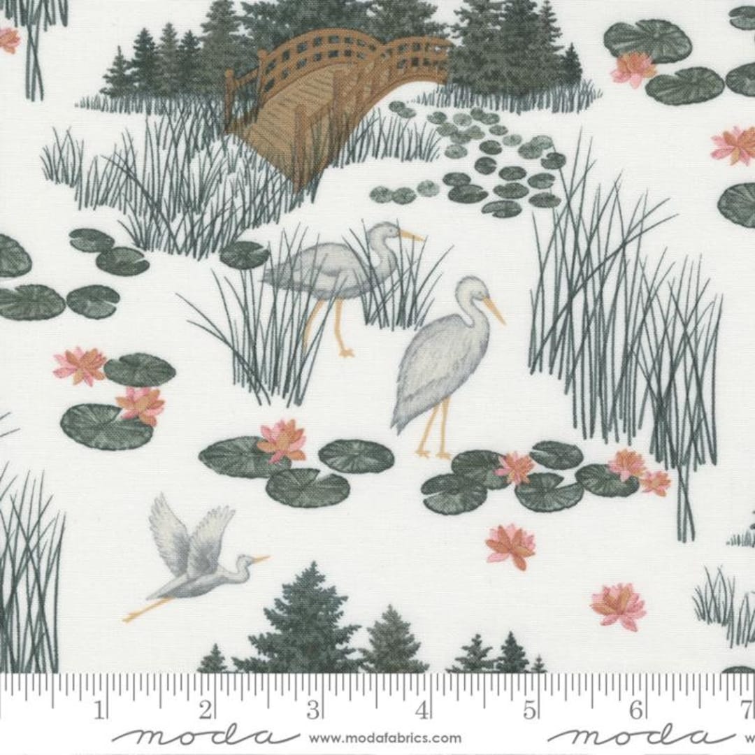 FABRIC by the Yard Watermarks by Holly Taylor, Watermarks Scenic Lily ...