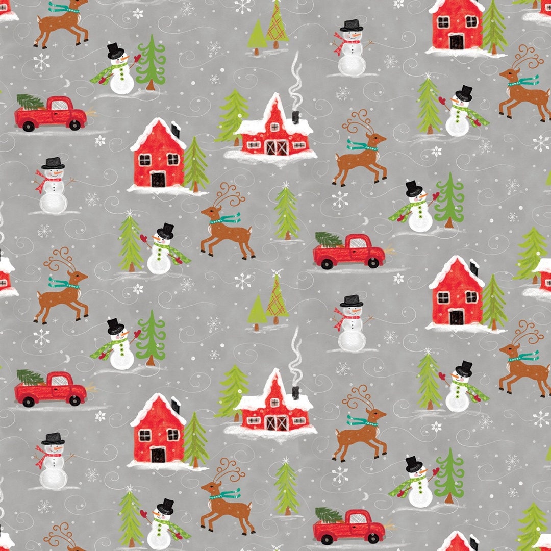 Snowed in Gray Fabric by Riley Blake, Holiday Winter Fabric - Etsy