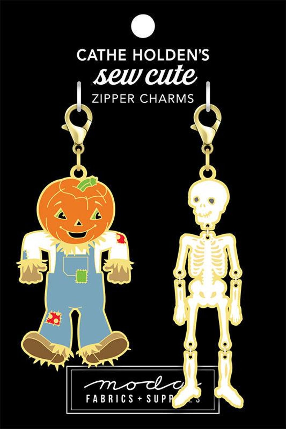 Halloween Zipper Pulls, Pumpkin Scarecrow & Skeleton Charms (2ct) - Etsy