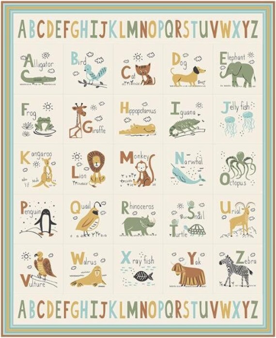 Sale ABC XYZ Fabric Panel. 36 X 44 ABC Panel - Etsy