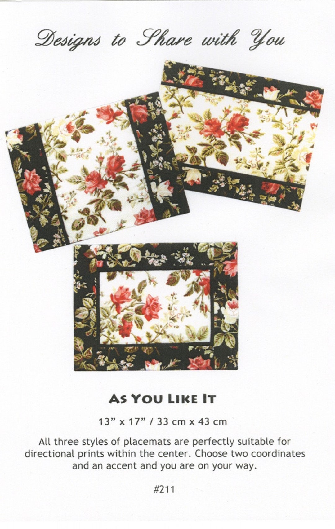 Pattern Placemat Designs to Share With You, as You Like It, Great for ...