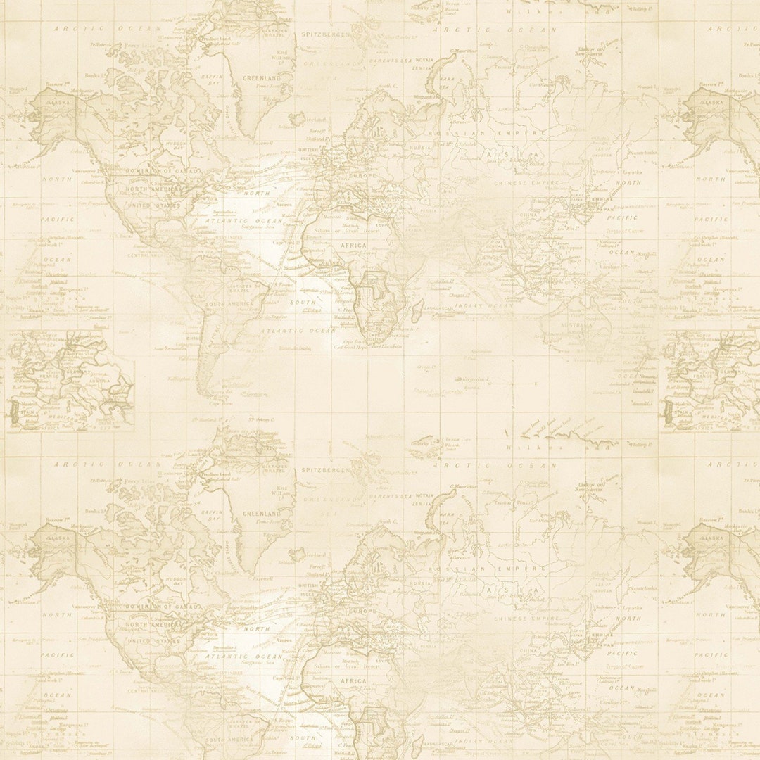 NAUTICAL FABRIC Panel World Traveler by Michael Miller. Perfect for ...