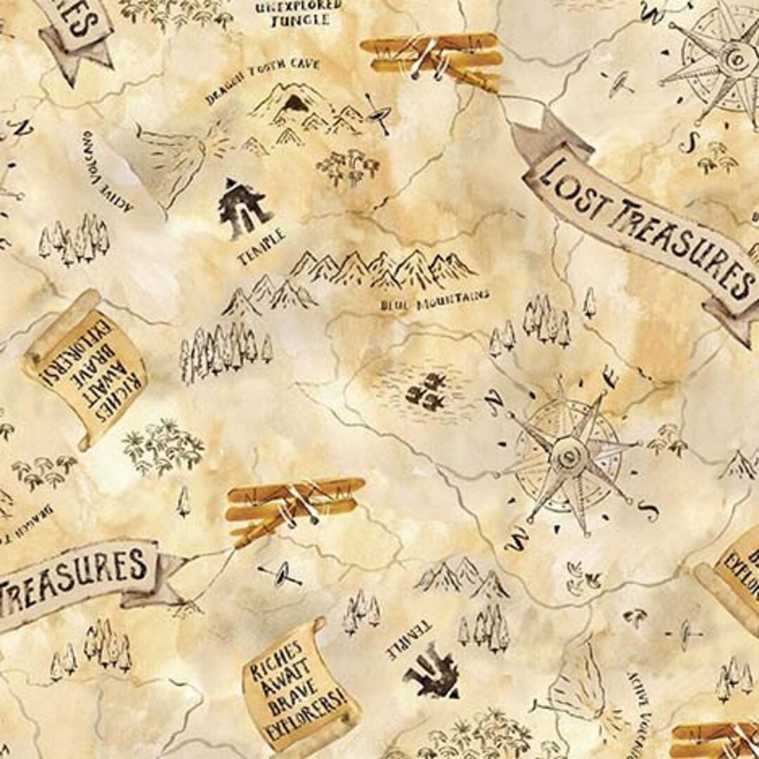 Lost Treasure Fabric by the Yard. by Michael Miller DDC10158-BEIG-D ...