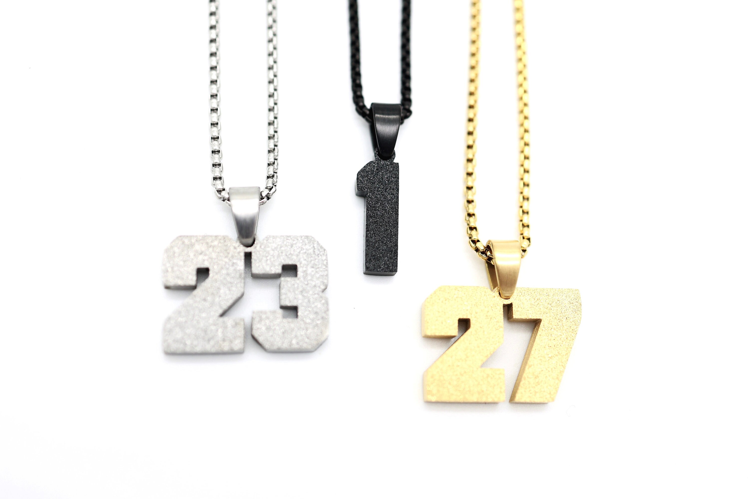 Silver Glitter Bling Number Pendant & Chain, Glittered Glitter Necklace ...