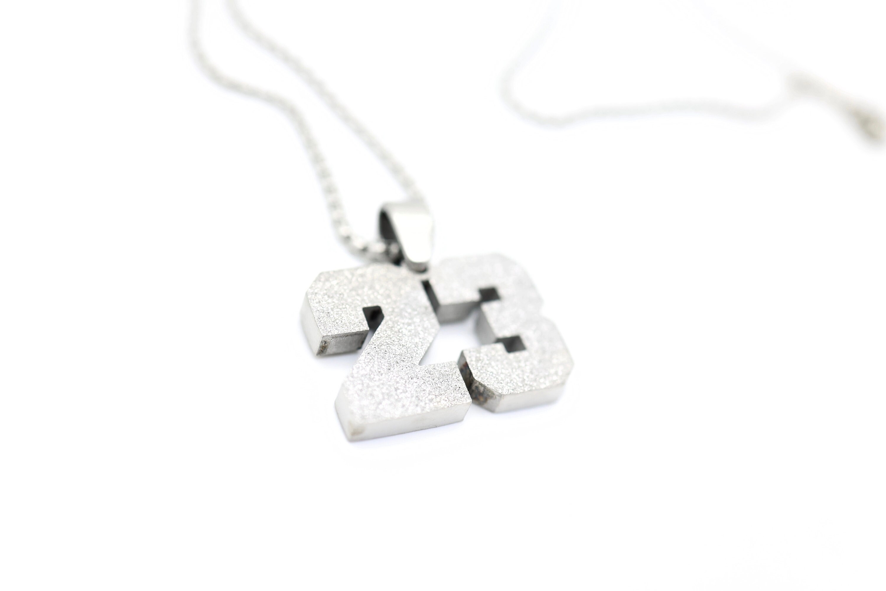 Silver Glitter Bling Number Pendant & Chain, Glittered Glitter Necklace ...