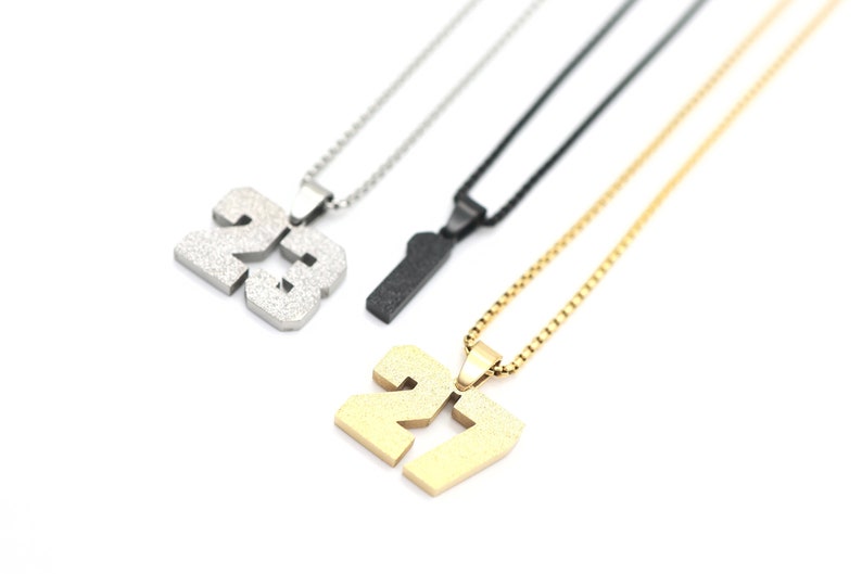 Silver Glitter Bling Number Pendant & Chain, Glittered Glitter Necklace ...