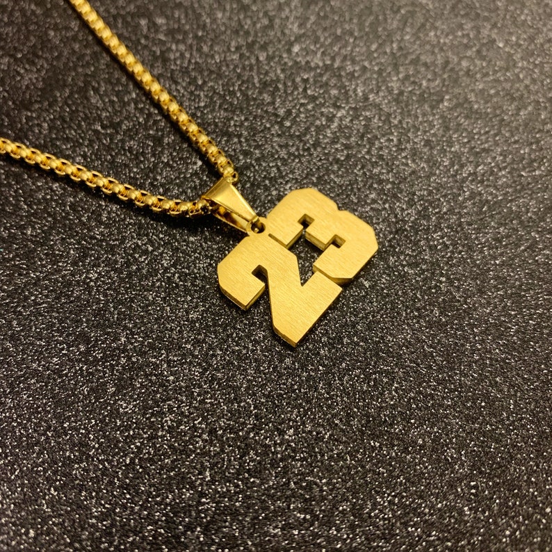 Gold Number Pendant & Chain BRUSHED Gold Plated Necklace Set - Etsy